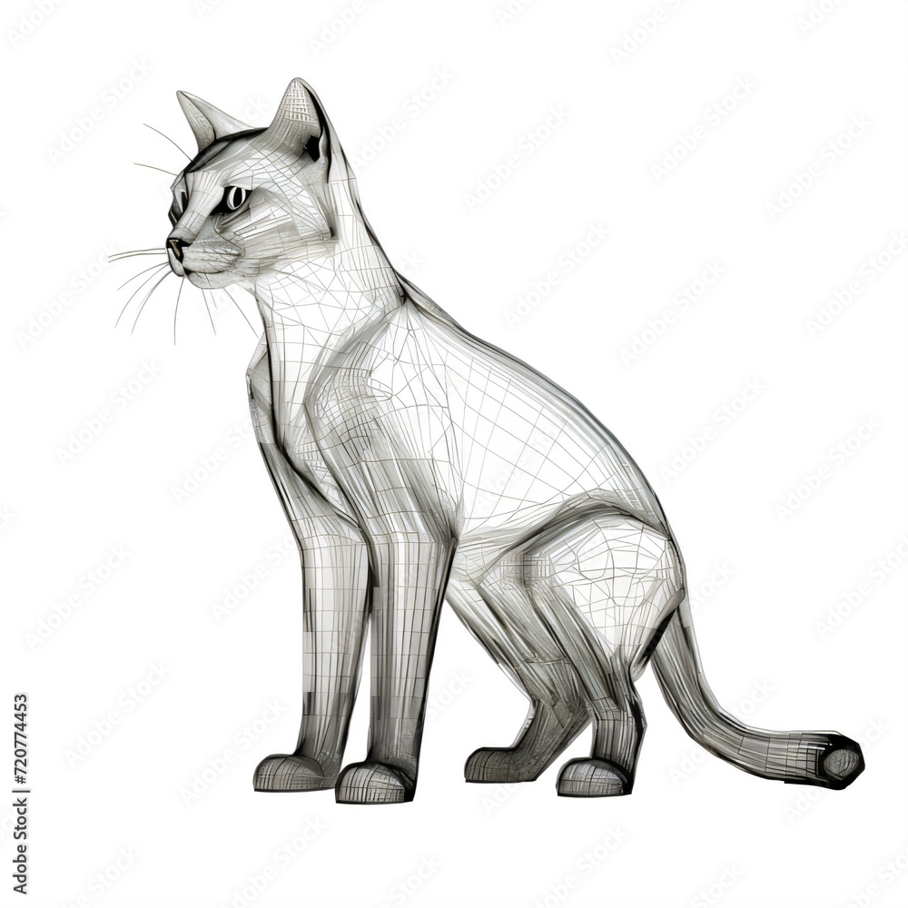 line art cat drawing on a transparent background png isolated Stock ...
