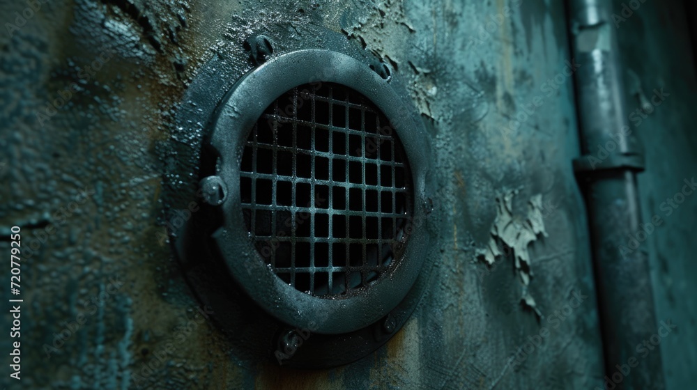 A grate on the side of a building. Can be used to depict urban ...