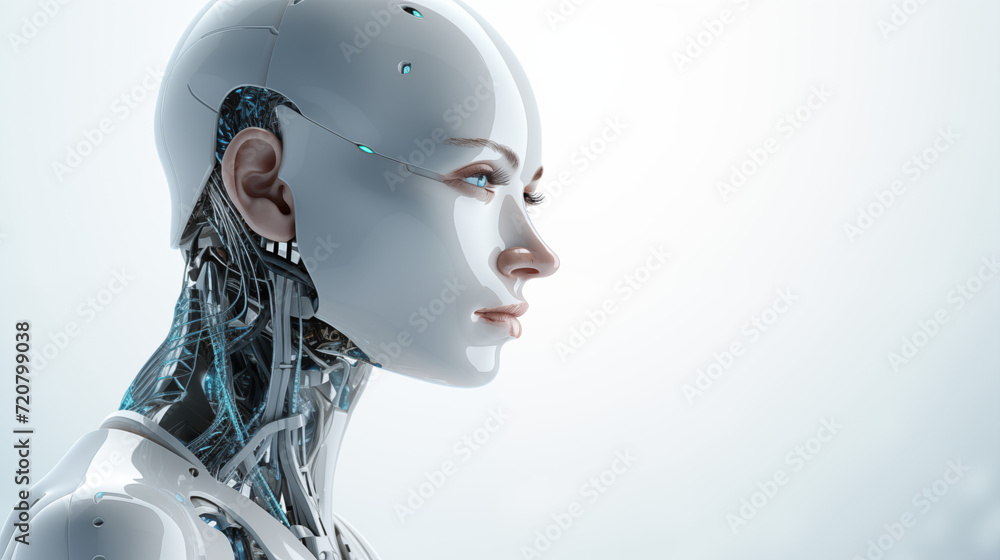 Girl with artificial intelligence. Girl Neural network ai ...