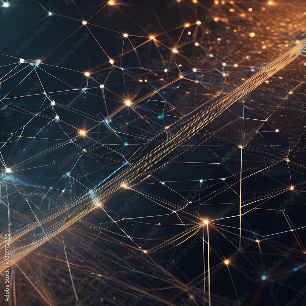 Abstract neural network, interconnected nodes and pathways, artificial ...