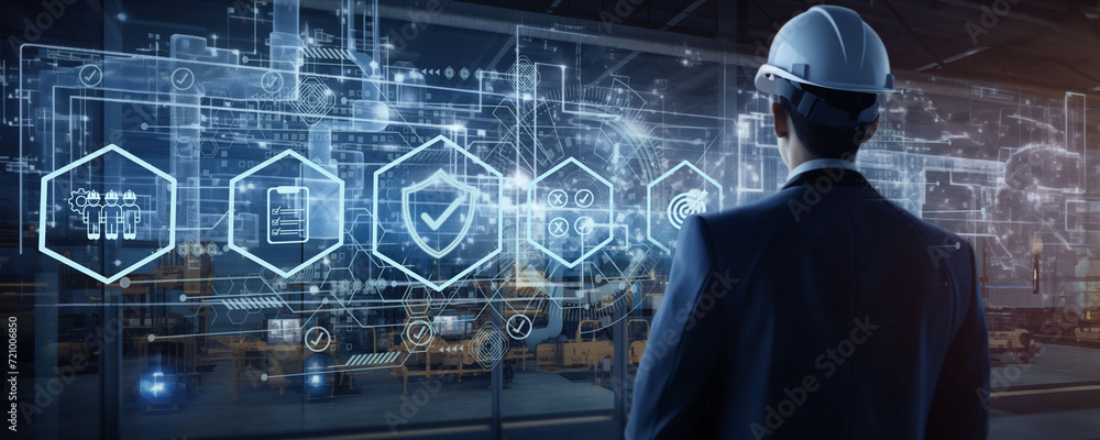 Workplace safety technology for zero accidents concept. Workplace ...