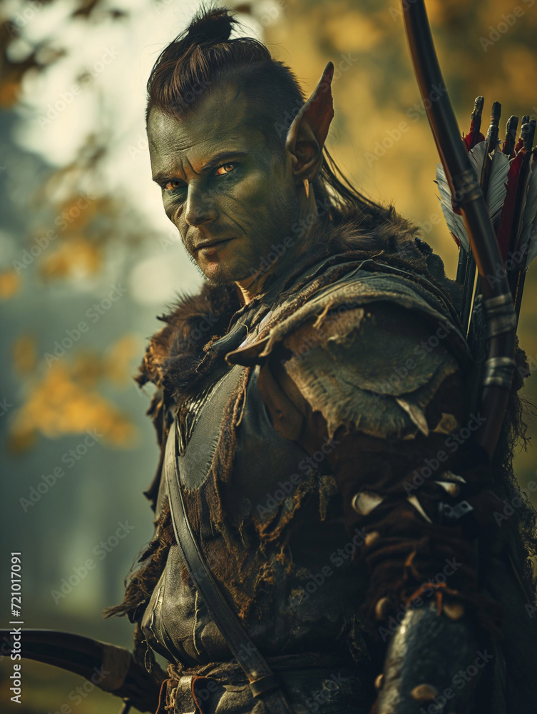 Handsome Male Half-Orc Archer, Fantasy Character Portrait Stock Photo | Adobe Stock
