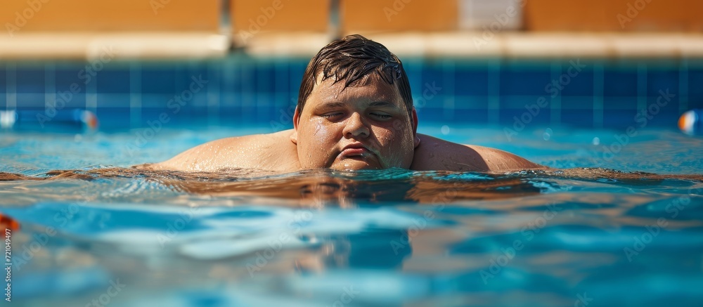 Obese Fat Boy Breaking Stereotypes with Pool-Day Fitness: Obese Boy ...