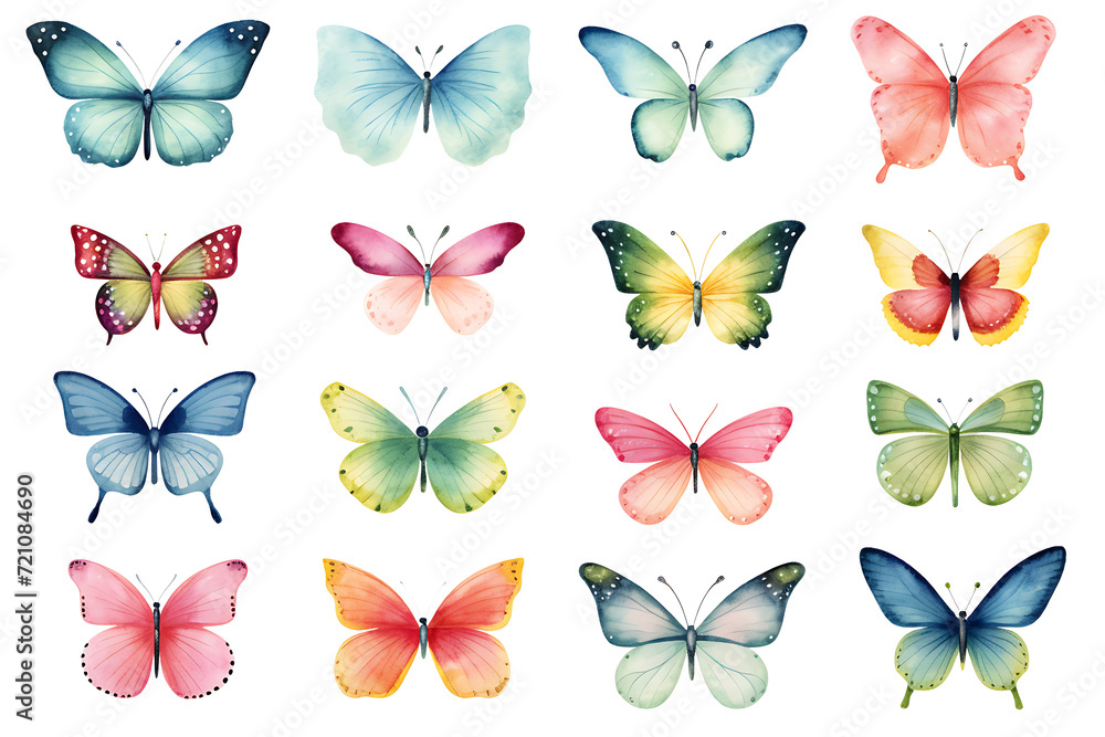 Colorful Butterfly Collection Watercolor Clipart Set for Baby Shower ...
