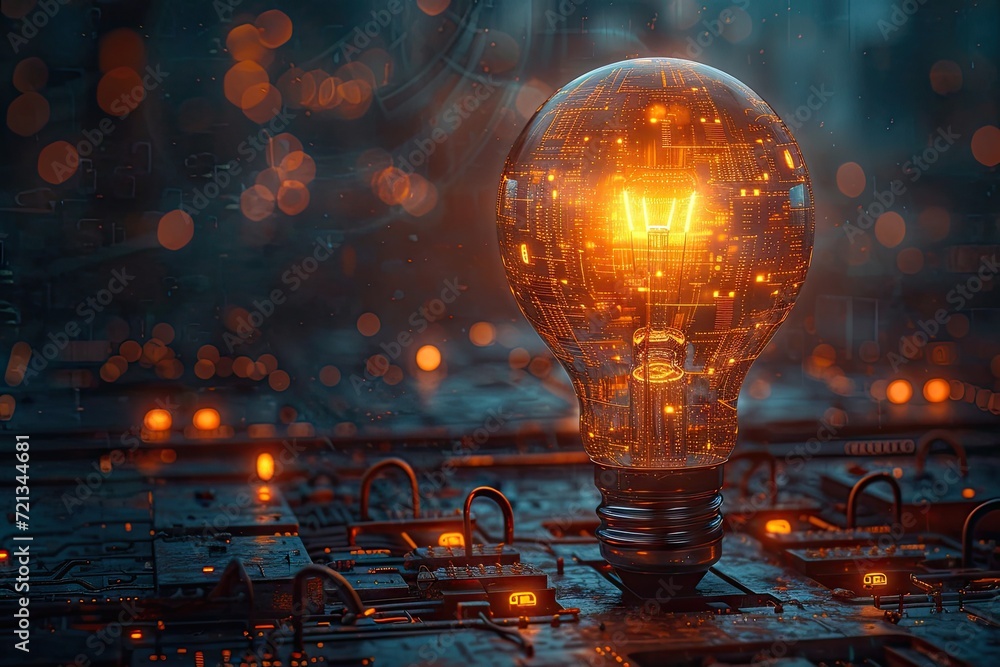 Technology and innovation lightbulb symbolizing bright ideas. Creative ...