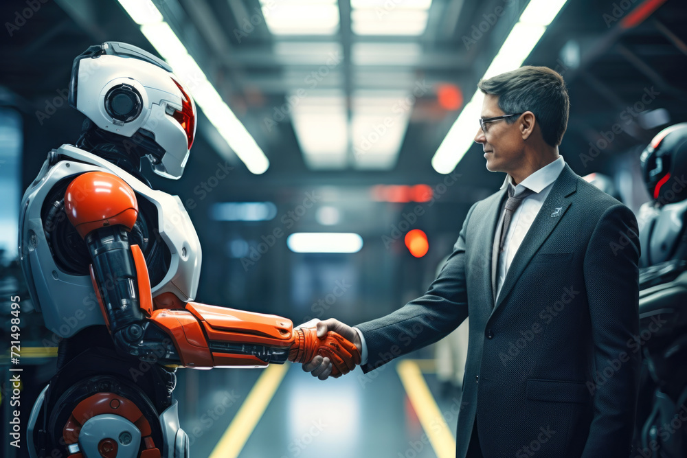 Industry 5.0 Advanced technology and A.I. -powered robots Robot working ...