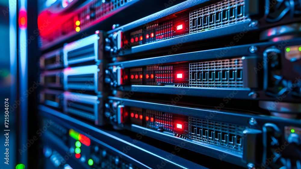 Modern server room with advanced networking equipment, showcasing ...