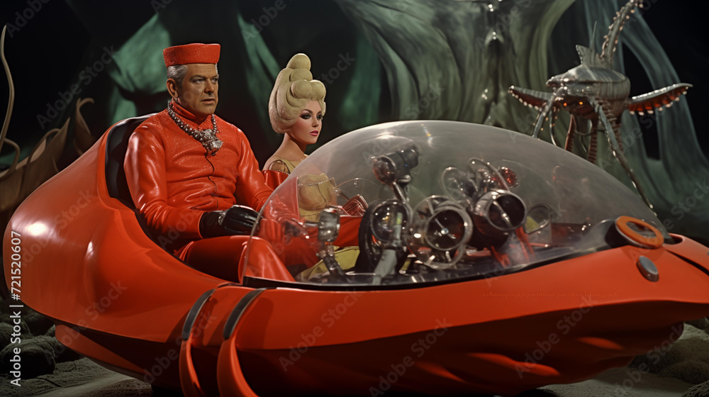 Movie still from wacky Italian sci-fi movie from the 1960s Stock Photo ...