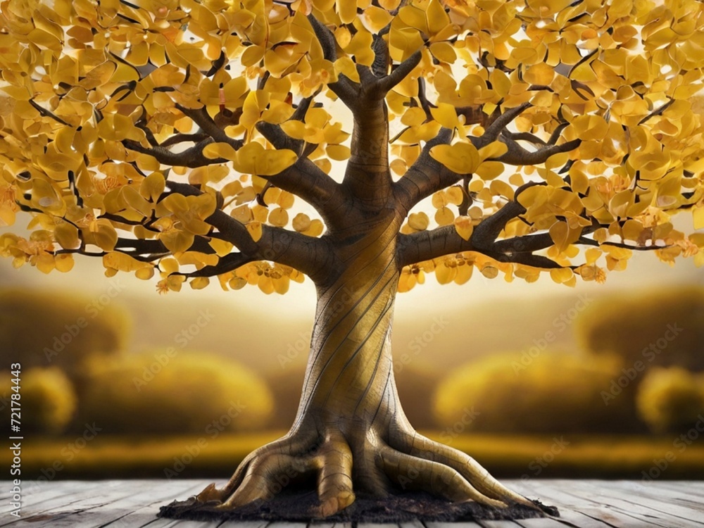 beautiful golden bodhi tree Stock Illustration | Adobe Stock