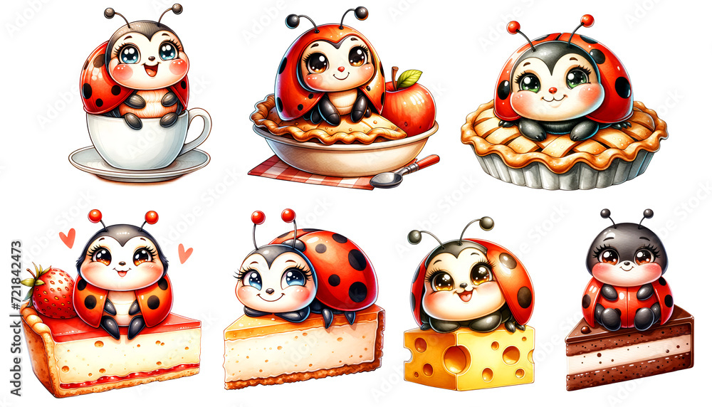 Cute Ladybug and Sweets Valentine's Day Clipart on Transparent ...