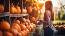 Fall Woman Carrying Pumpkin Free Stock Photo - Public Domain Pictures