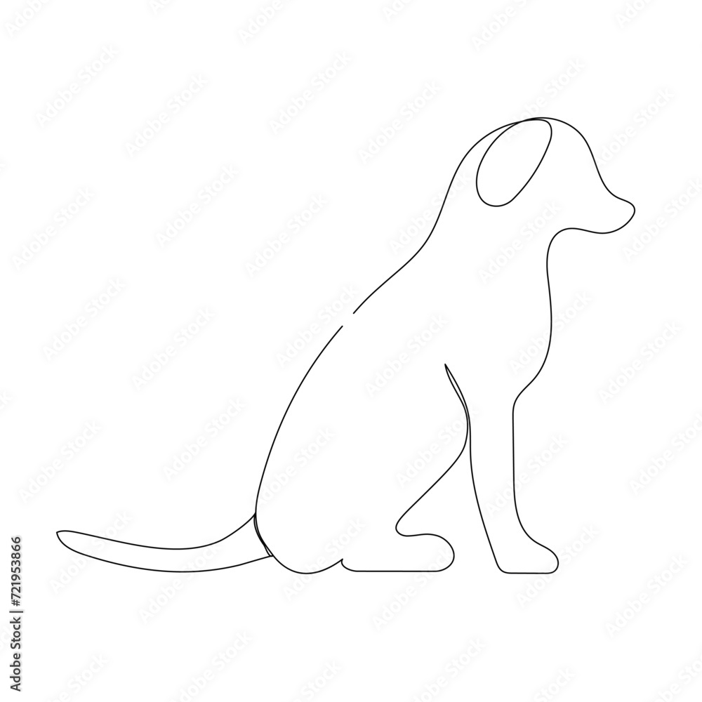 Continuous Single line drawing of dog outline vector art illustration ...