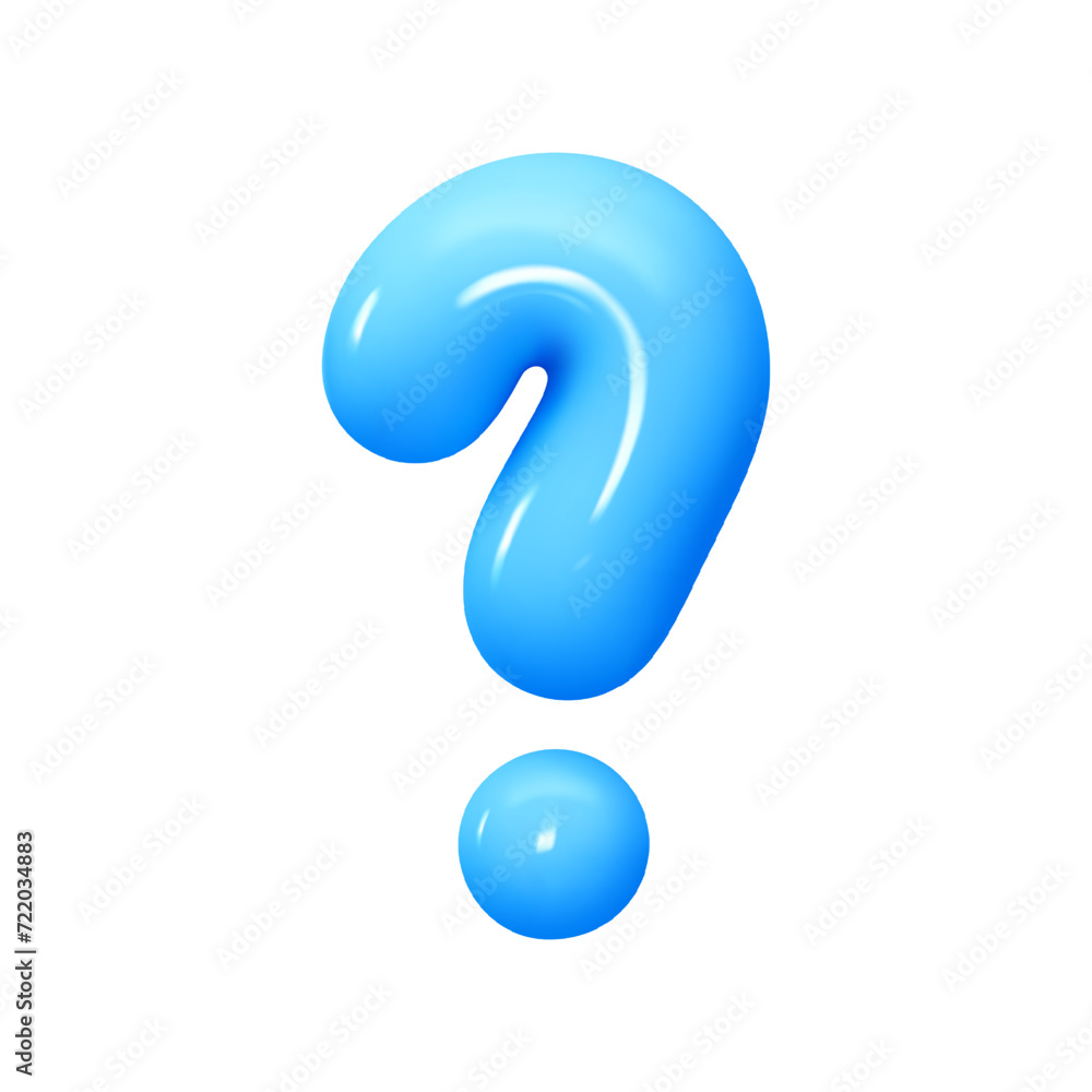 Symbols Question mark. Sign blue color. Realistic 3d design in cartoon ...