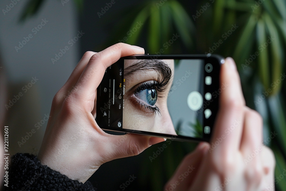 person using a mobile app for a quick and easy vision test ...