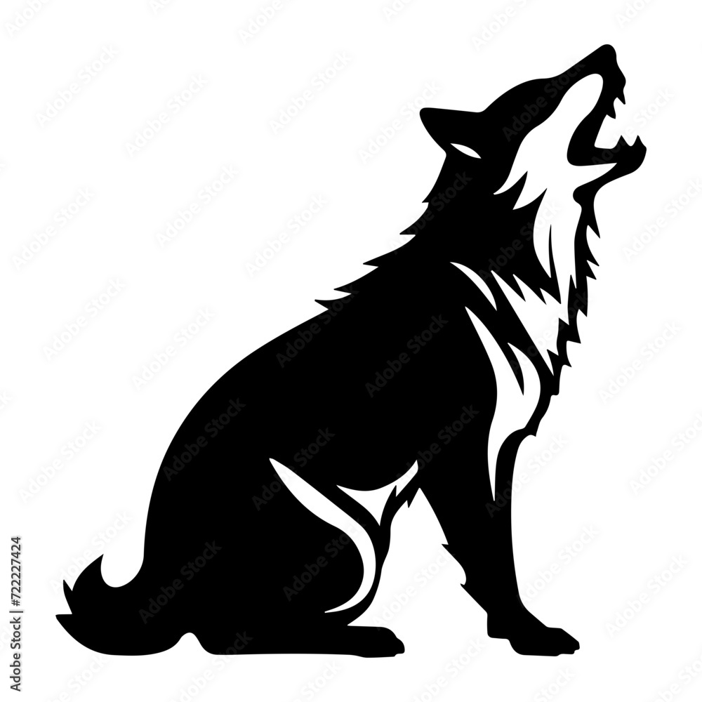 howling wolf icon illustration, howling wolf silhouette logo svg vector ...