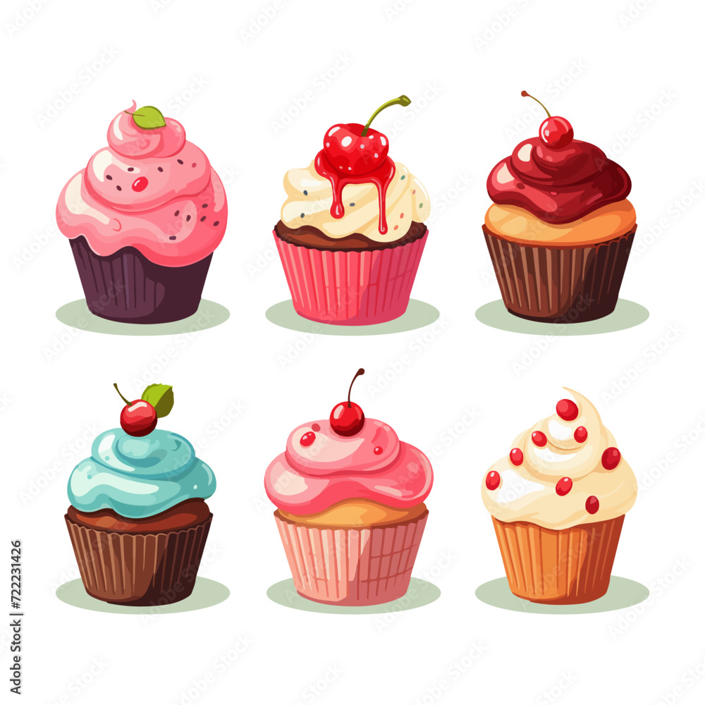 vector set of cupcakes Stock Vector | Adobe Stock