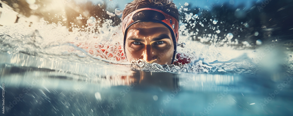 Dynamic Swimmer in Action: Intense Focus and Determination Captured in ...