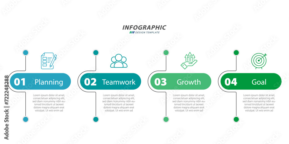 Timeline infographic template. 4 Step timeline journey, calendar Flat ...