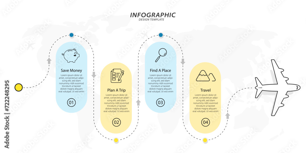 Infographic design template. Timeline concept with 4 options or steps ...