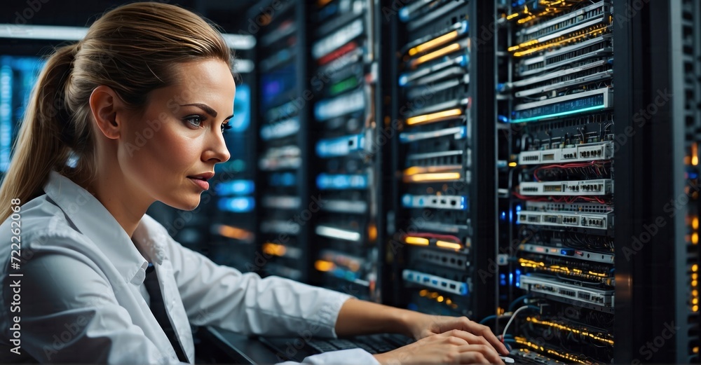 4K snapshot capturing the precision of a woman IT specialist coding for ...