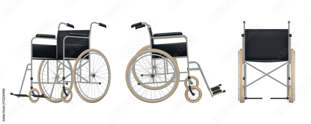 Wheelchair. Tools for disabled persons decent vector realistic pictures ...