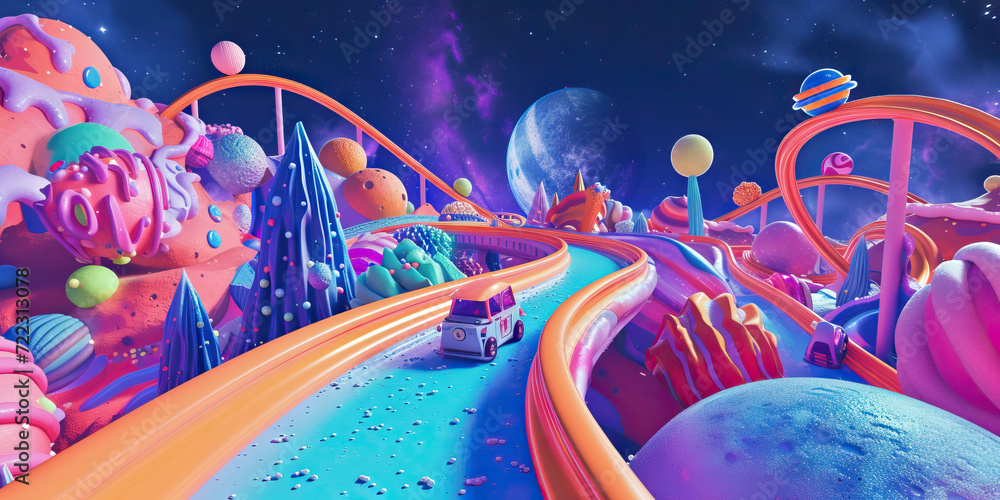 Gravity-Defying Amusement Park: Visualize a Space-Themed Amusement Park ...