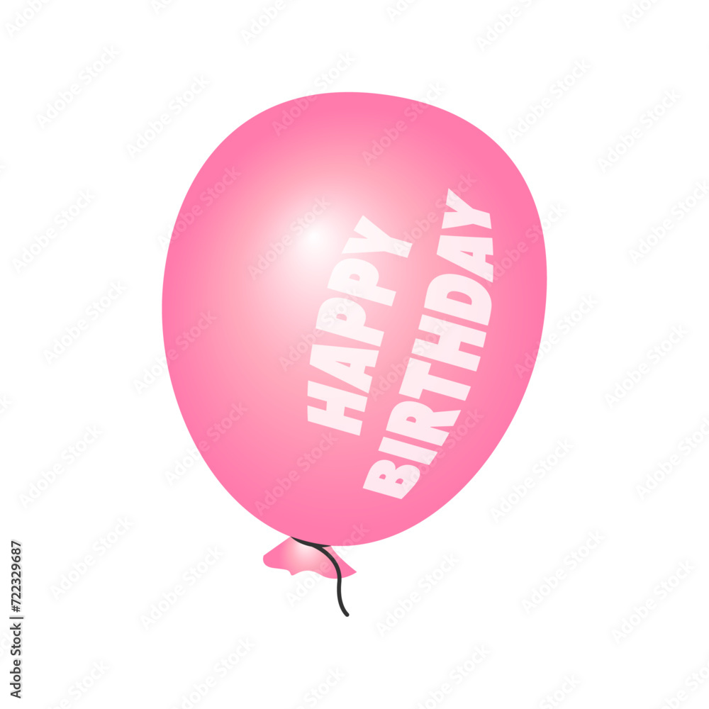 Happy birthday with a pink balloon Stock Vector | Adobe Stock