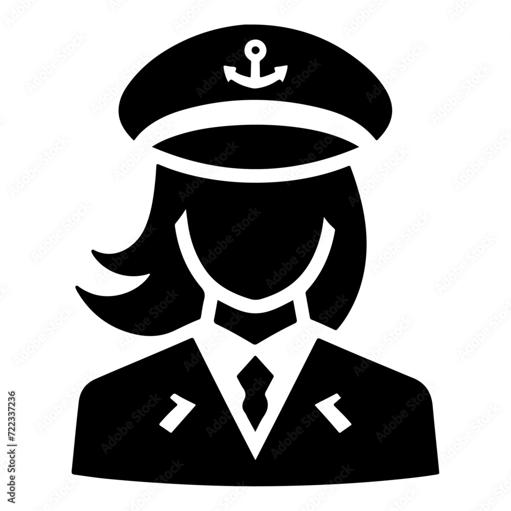 navy ship captain icon, clipart, vector silhouette, white background ...