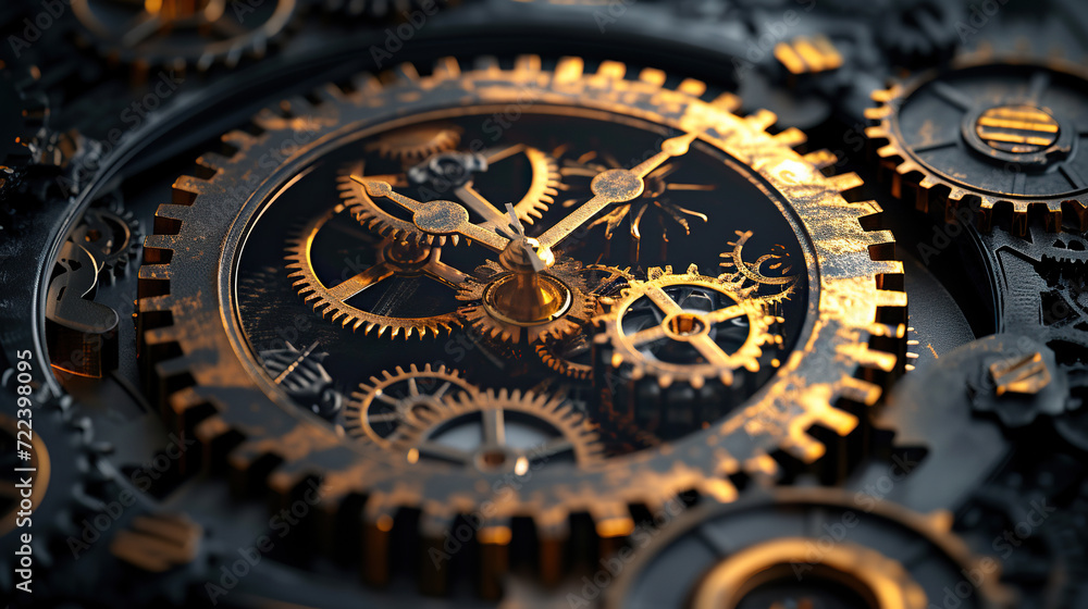 clock and time , clean black background showing universe is a vast ...