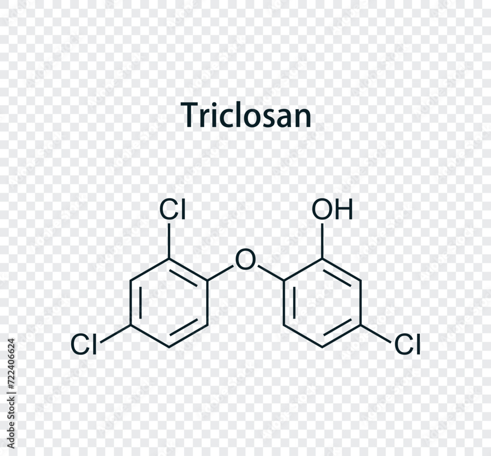 Chemical structure of Triclosan. Vector illustration isolated on ...