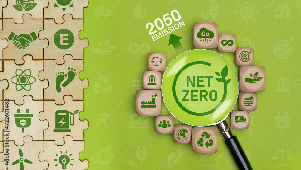 net zero and carbon neutral The green net zero icon on the Jigsaw and ...