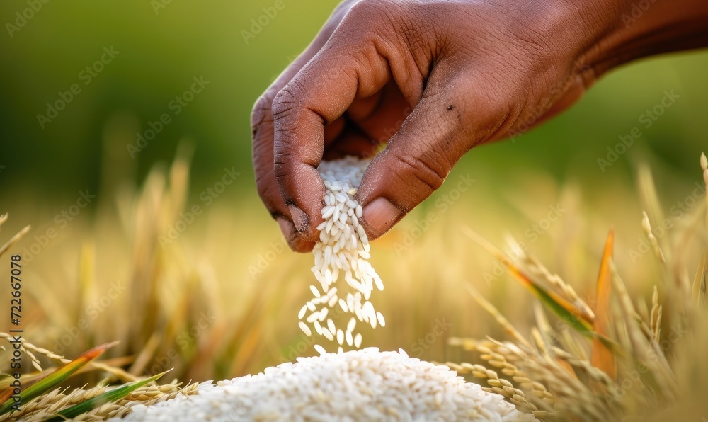 crop photo of hand picking up rice Stock Illustration | Adobe Stock