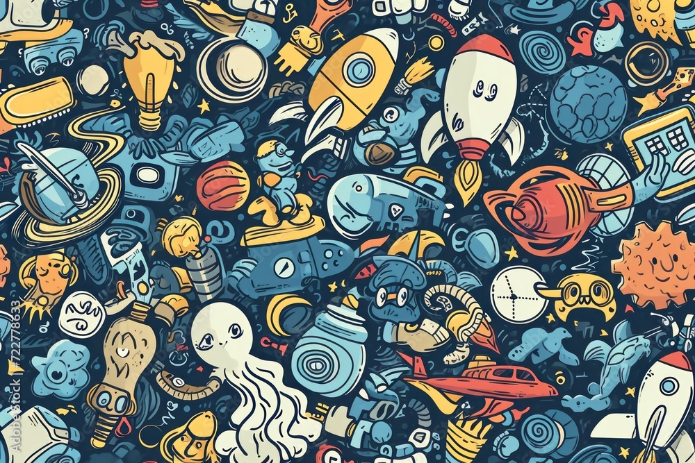 Cartoon cute doodles illustrating the fast-paced world of startups ...