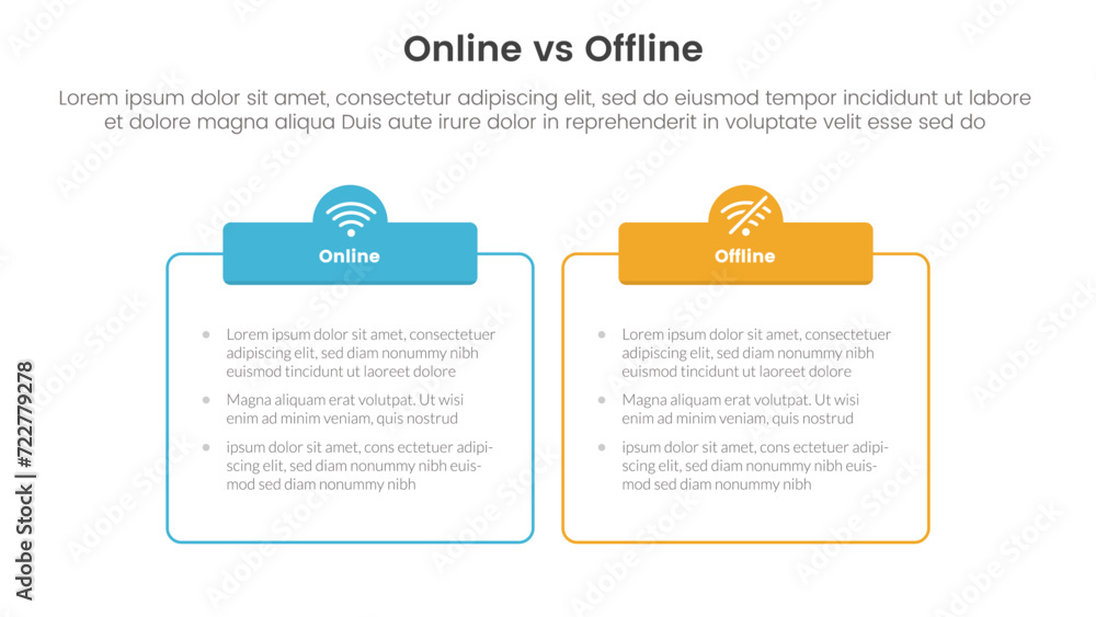 online vs offline comparison or versus concept for infographic template ...