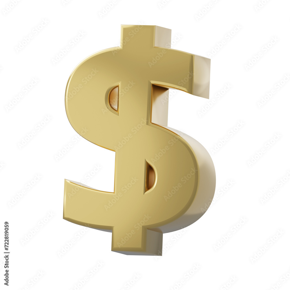 Dollar Sign isolated on transparent background. 3D rendering Stock ...
