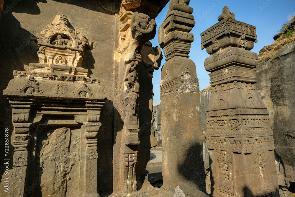 Kailasa Temple in the Ellora Caves complex in the Aurangabad District ...