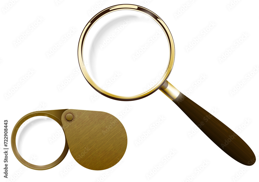 Realistic classic retro magnifying glass. Vector Magnifier lens tool ...