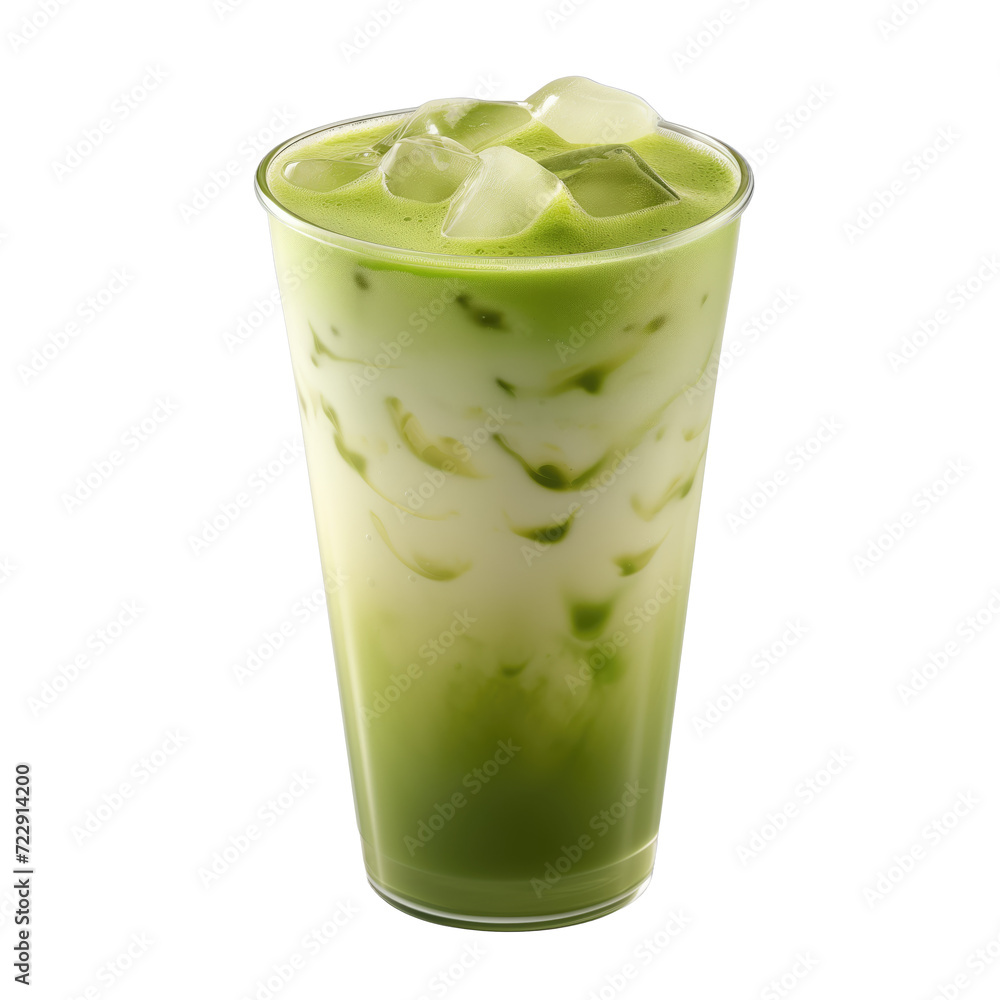 Iced matcha latte Isolated on white background Stock Photo | Adobe Stock