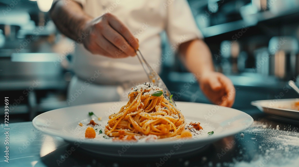 100 grams of spaghetti, intertwined with mozzarella and spices ...