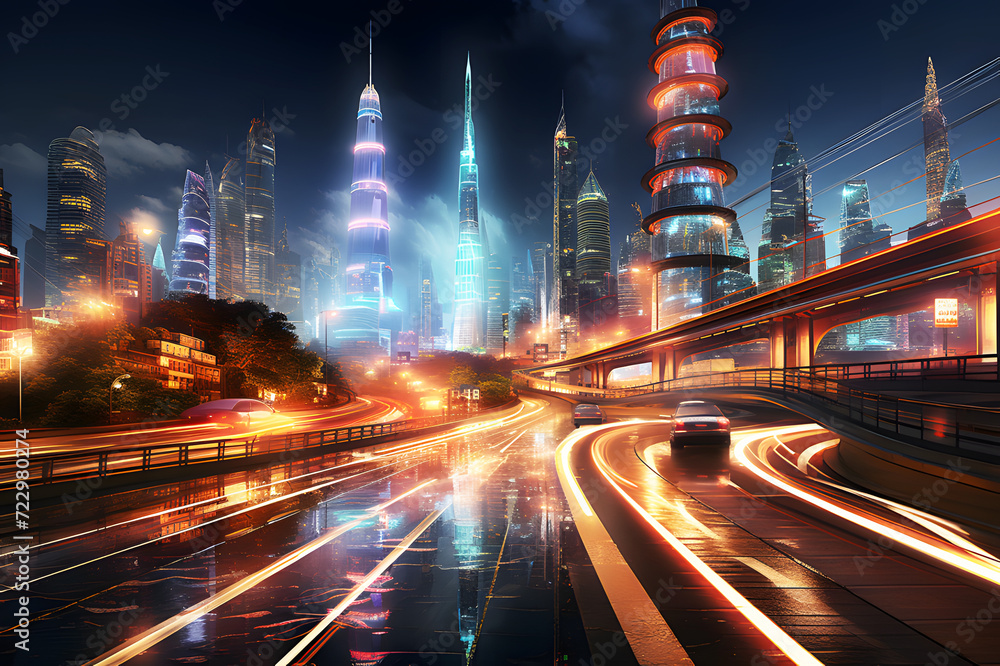 Background Abstract Texture. Motion speed city street light lines ...