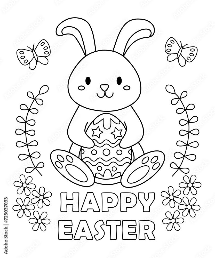 Easter Bunny coloring pages for kids. Painting for kindergarten and ...