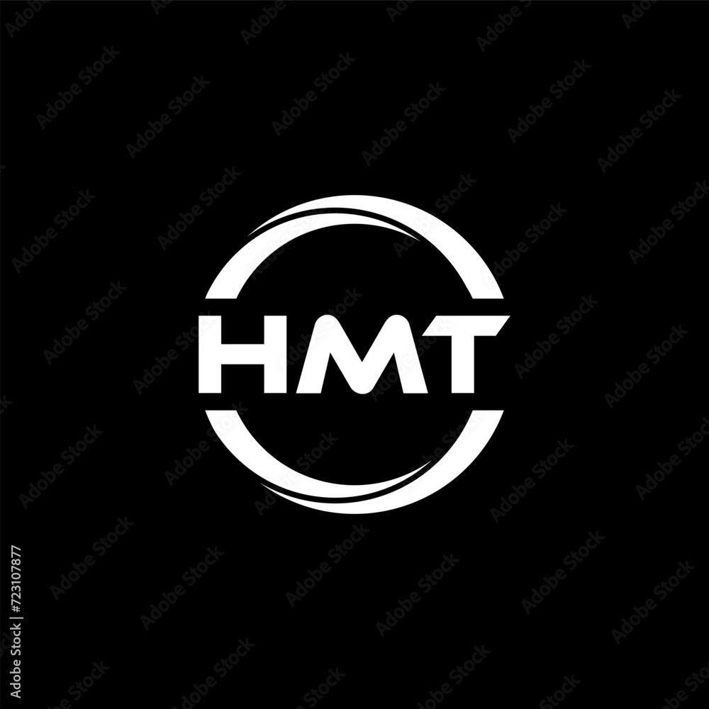 HMT letter logo design with black background in illustrator, cube logo ...