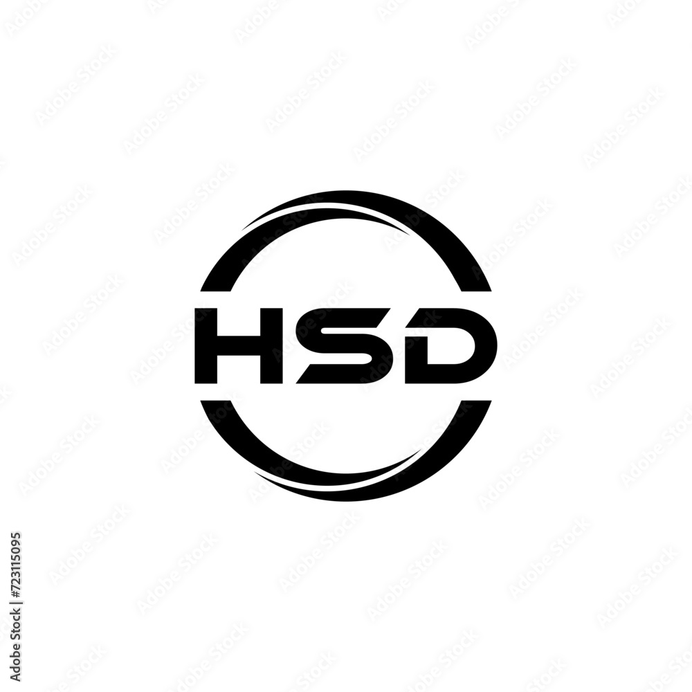 HSD letter logo design with white background in illustrator, cube logo ...