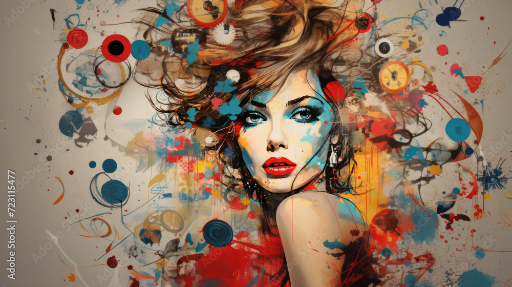 Pop art woman, vibrant colors and retro style. Playful, energetic and ...