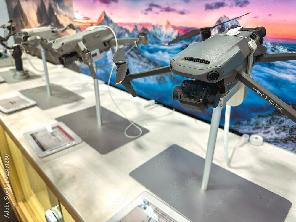 Miami, USA - A range of DJI drones, including Mavic 3 classic ...