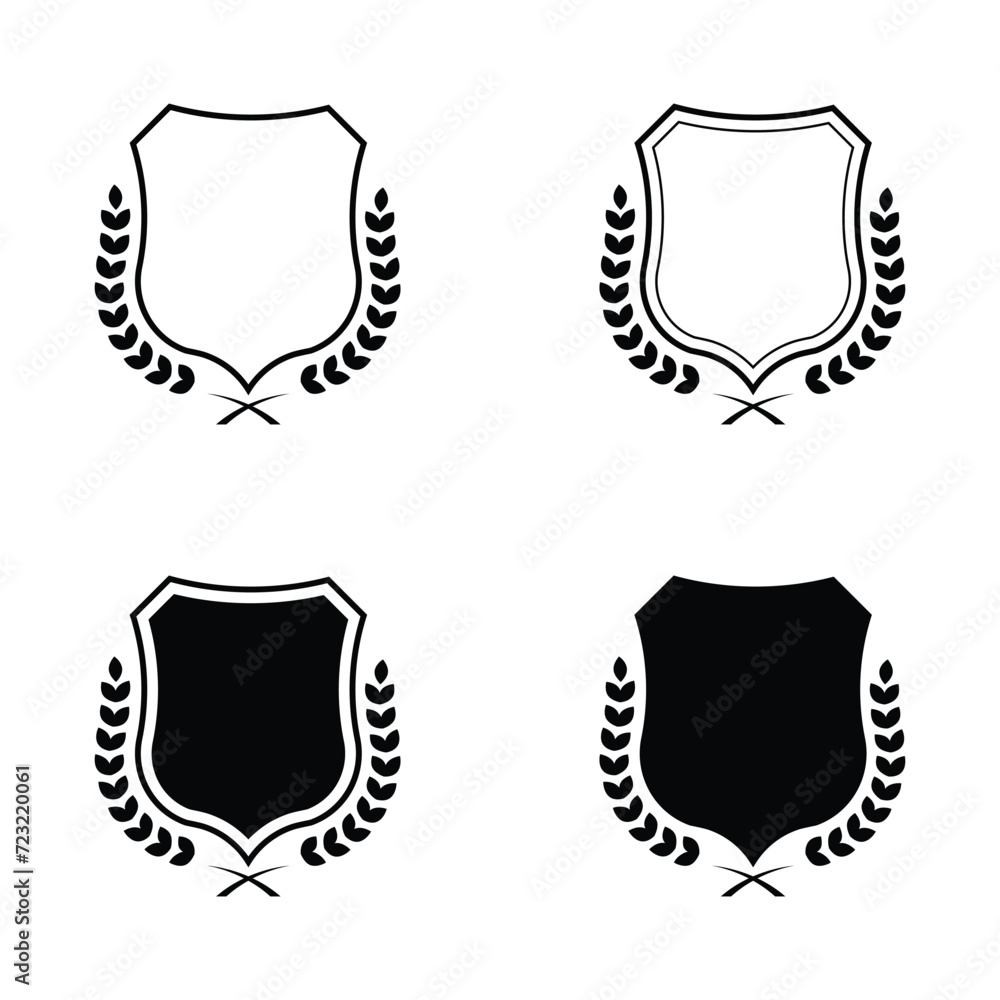 Medieval shields with laurel wreaths set. Trophy, awards, vintage ...