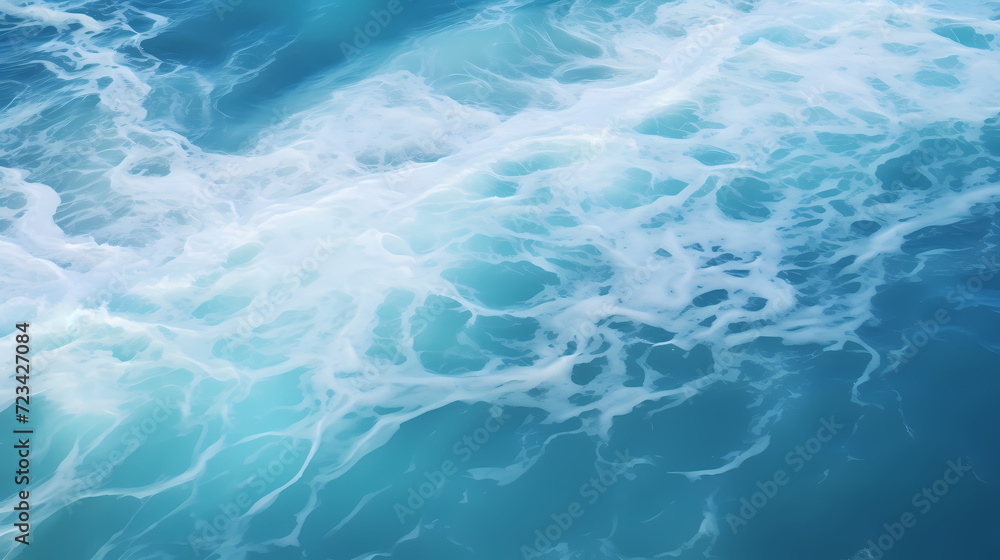 Sandy beach with light blue transparent water waves and sunlight ...