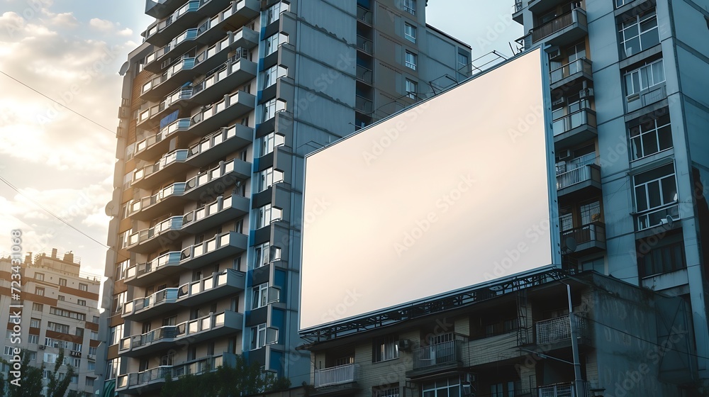 Apartment building, mockup space and advertising billboard, commercial ...