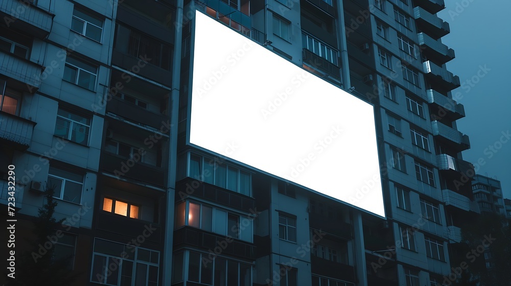 Apartment building, mockup space and advertising billboard, commercial ...
