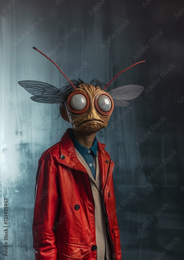 Fun digital portrait of an alien creature with human body, big round ...